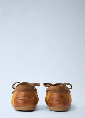 Miu Miu Suede And Leather Boat Shoes - Brown
