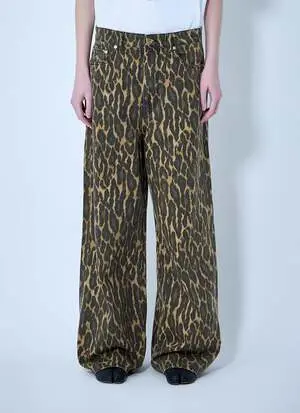 GANNI Printed Wide-leg Denim Jeans - Brown