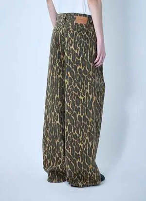 GANNI Printed Wide-leg Denim Jeans