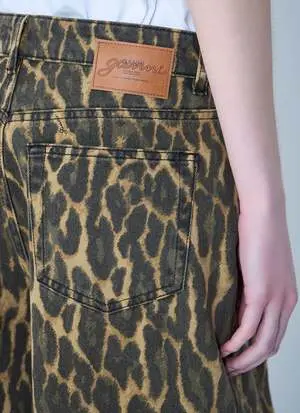 GANNI Printed Wide-leg Denim Jeans