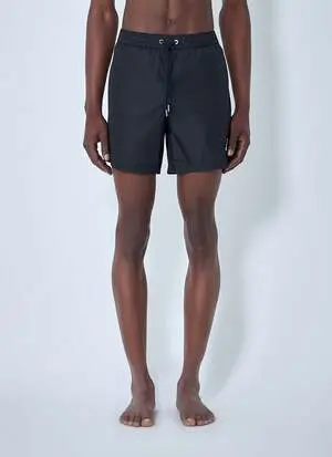 Moncler Elasticated Swim Shorts With Drawstring Waistband - Black