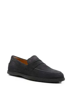 TOD'S Suede Leather Loafers With Penny Strap Detail - Multicolor