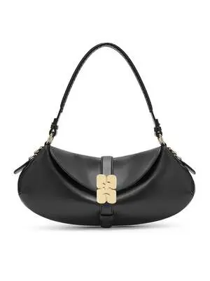 GANNI B-kat Leather Baguette Bag - Black