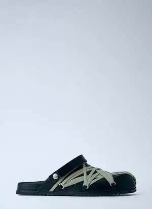 Rick Owens Megalace Mule Granola Flats - Black