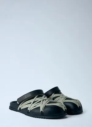 Rick Owens Megalace Mule Granola Flats - Black