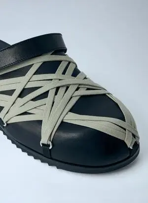 Rick Owens Megalace Mule Granola Flats - Black