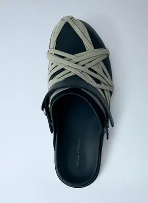 Rick Owens Megalace Mule Granola Flats - Black