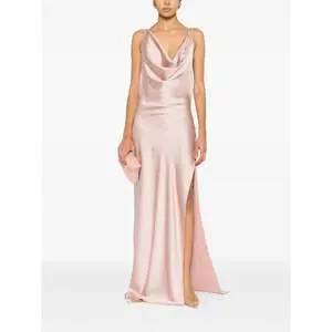 Andamane Spaghetti Straps Cowl Neck Side Slit Dress