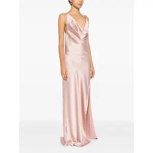 Andamane Spaghetti Straps Cowl Neck Side Slit Dress
