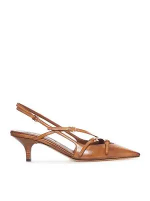 Miu Miu Leather Slingback Pumps With Buckles