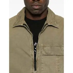 Stone Island Zip-up Cotton Shirt Jacket - Green