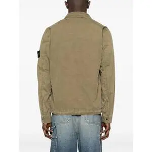 Stone Island Zip-up Cotton Shirt Jacket - Green