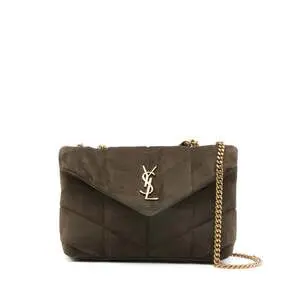 Saint Laurent Quilted Suede Shoulder Bag