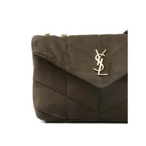 Saint Laurent Quilted Suede Shoulder Bag