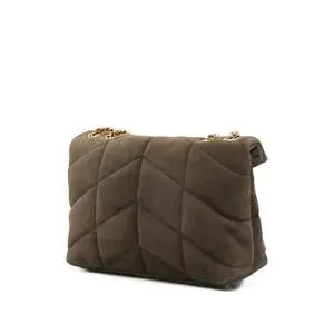 Saint Laurent Quilted Suede Shoulder Bag