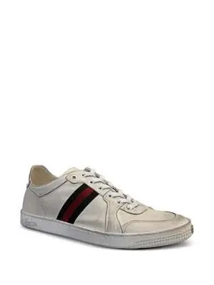 Gucci Stretch Leather Sneakers With Striped Detailing