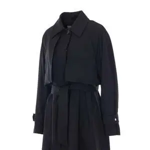 Herno Belted Crinkle Woven Trench Coat - Black