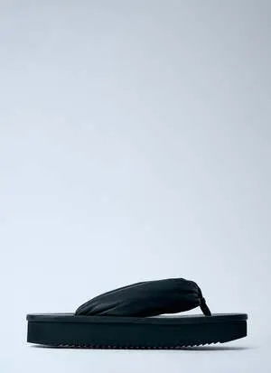 Rick Owens Padded Leather Flip Flop Platform Sandals - Black