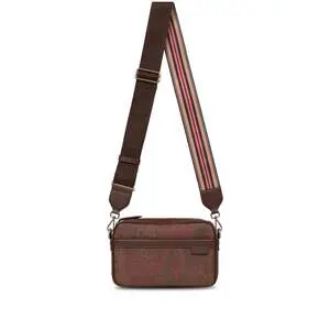Etro Paisley Print Calf Leather Messenger Bag - Brown