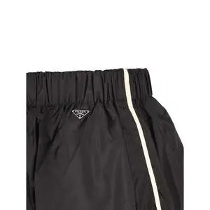 Prada Recycled Polyamide Mini Shorts With White Trim - Black