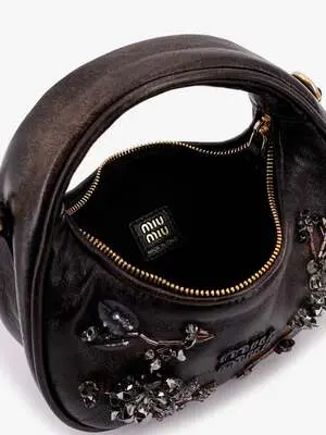 Miu Miu Wander Leather Mini Crossbody Bag With Embroidery