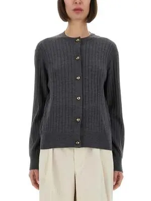 Bottega Veneta Wool Ribbed Cardigan - Gray