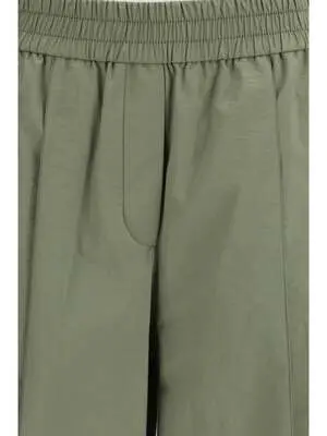 Brunello Cucinelli Mixed Cotton Wide Leg Pants - Green