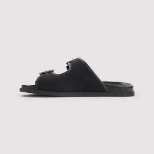 Gucci Gg Canvas Sandals With Buckle Detail - Black