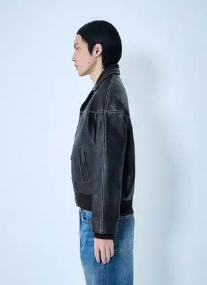 WALES BONNER Leather Button-up Jacket