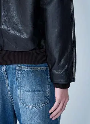 WALES BONNER Leather Button-up Jacket