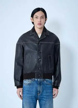 WALES BONNER Leather Button-up Jacket