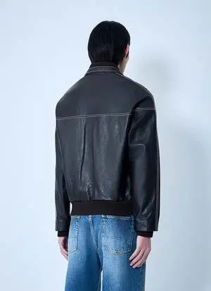 WALES BONNER Leather Button-up Jacket