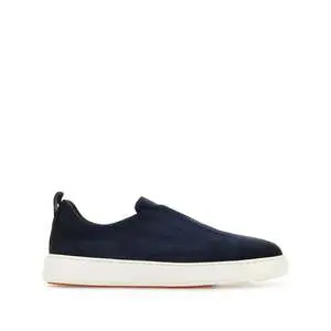 Santoni Navy Suede Slip-on Trainers