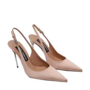 Dolce & Gabbana Satin Slingback With Dg Logo - Pink