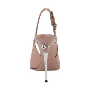 Dolce & Gabbana Satin Slingback With Dg Logo - Pink