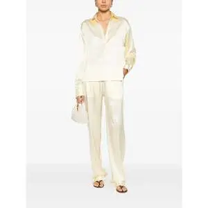 TOM FORD Cream Silk Blend Straight Leg Trousers - Yellow