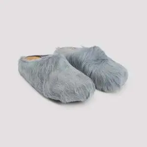 Marni Calf Hair Fussbett Sabot - Blue