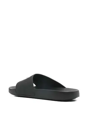 Givenchy Black Logo Detail Open Toe Flat Sole Slides - Multicolor