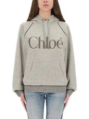 Chloé Oversized Logo Hoodie - Gray
