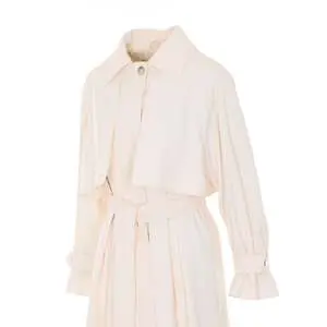 Herno Long-sleeve Crinkle Woven Trench Coat - White