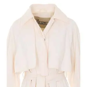Herno Long-sleeve Crinkle Woven Trench Coat - White