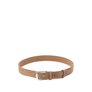 Prada Calf Suede Belt With Silver-tone Hardware - Brown