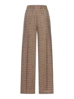 Max Mara Printed Silk Twill Wide Leg Trousers - Multicolor