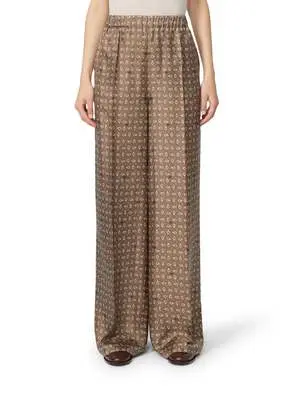 Max Mara Printed Silk Twill Wide Leg Trousers - Multicolor
