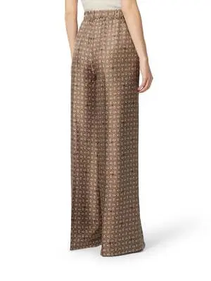 Max Mara Printed Silk Twill Wide Leg Trousers - Multicolor