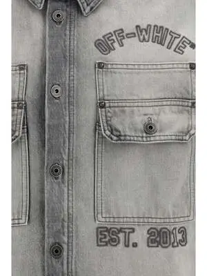 Off-White Diag Military Overshirt In Denim - Gray