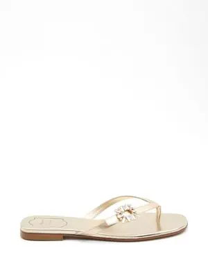 ROGER VIVIER Embellished Leather Thong Sandals - Multicolor