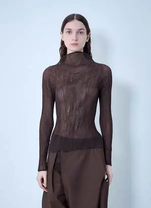 Issey Miyake Chiffon Twist Top - Brown