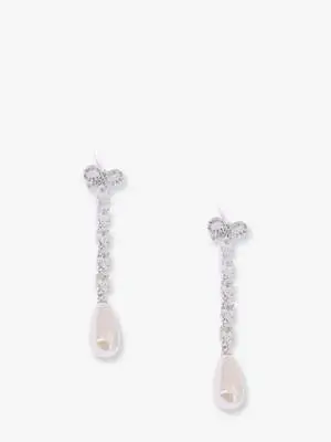 SELF-PORTRAIT Bow Drop Earrings With Faux Pearl