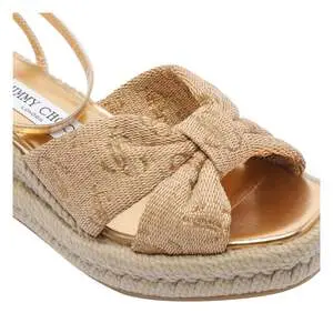 JIMMY CHOO Aella Embellished Wedge Sandals - Gold